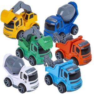 artcreativity construction toy trucks, set of 6, diecast construction vehicles with movable parts, car toys for kids, plastic & metal material, cool construction party favors