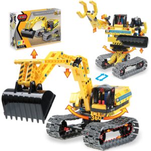 stem building sets for boys 6-12, 342pcs 2-in-1 diy construction engineering excavator toy, stem projects for kids ages 8-12, building toys for boys age 6 7 8 9 10 11 12 year old