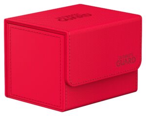 ultimate guard sidewinder 100+, deck box for 100 double-sleeved tcg cards, red, magnetic closure & microfiber inner lining for secure storage