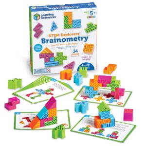 learning resources stem explorers brainometry - 34 pieces, ages 5+ stem toys for kids, brain teaser toys and games, kindergarten games,back to school