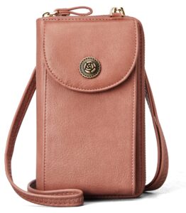 bromen small crossbody bags for women leather cellphone purse designer zipper wallets fashion shoulder bag pink