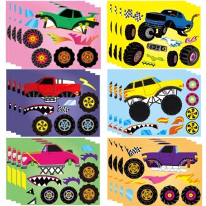 haooryx 24pcs monster truck stickers, pvc paper, multicolor, for party decorations, art craft activities