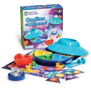 learning resources oodles of aliens sorting saucer, fine motor skills, counting and sorting toys, preschool games, educational toys, 48 pieces, ages 4+