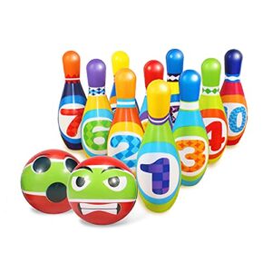 unique kids bowling set for toddlers - sports toy active game for birthday party - fun eductional games, outside games or indoor toy for kids gifts for 3 4 5 6 year olds children boys & girls