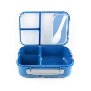 freehour food storage meal prep container box with lid, 2000ml large bento box for adults, leakproof 3 compartment bento lunch box (blue)