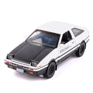 bdtctk 1/32 ae86 initial d model car, zinc alloy pull back toy car with sound and light for kids boy girl gift(black)