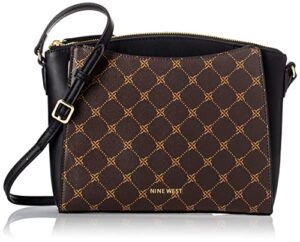 nine west paisley crossbody, brown/black