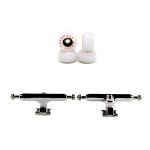 noahwood fingerboards parts logo white crown wheels (abec-5 pro bearing) +prince silvery trucks (33.8mm)