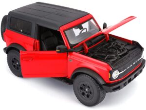 maisto diecast cars 2021 ford bronco wildtrak red with black top special edition 1/18 diecast model car by maisto 31456 (31456rd)