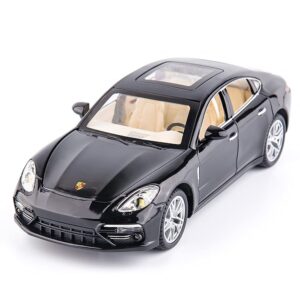 bdtctk 1/24 palamera model car toy, zinc alloy pull back toy car with sound and light for kids boy girl gift (black)