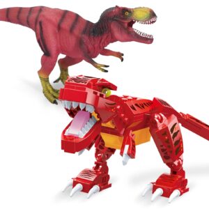 cogo man dinosaurs building sets, dinosaurs toys 2 pack, t rex dinosaur figures and dinosaur blocks 131 pcs, tyrannosaurus toys for boys and girls age 6-12