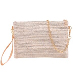 zlm bag us natural straw boho purse zipper wristlet handbag handmade straw crossbody shoulder bag