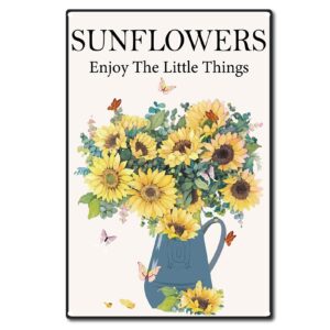 creatcabin sunflowers tin sign vintage enjoy the little things retro metal wall decor decoration art for home garden kitchen bar pub living room office garage poster plaque 12 x 8inch