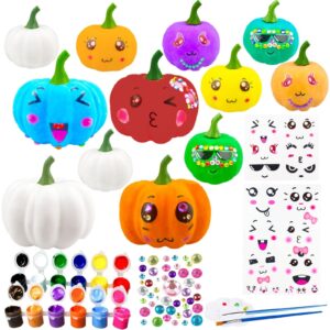 pumpkin decorations halloween crafts pumpkin 12 halloween white artificial pumpkin decorating kit with sticker kids diy arts and crafts for halloween party thanksgiving home fall decor pumpkin decor