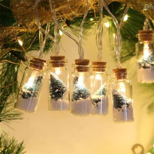 10led christmas decorations light,mini snow globe bulb snowflake xmas tree battery string lights,wishing bottle decor indoor outdoor fairy light for home new year party warm white (a, 4.9ft 10led)