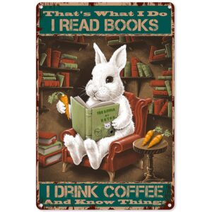 that's what i do i read books, i drink tea and i know things, reading cat retro metal tin sign for home coffee wall decor 8x12 inch