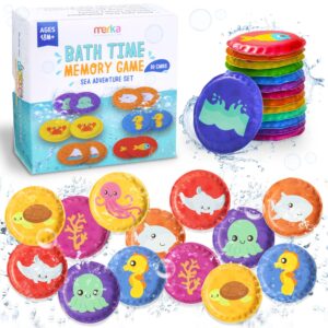 merka bath toys for toddlers age 2-4 toddler bath toys age 2-4 foam bathtime toy set of 30 floating flashcards memory game learning activity for infants & toddlers