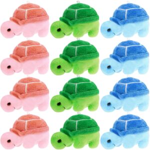 skylety 12 pieces christian charity donation supplies mini turtle stuffed toy soft turtle animal plush toys turtle cute stuffed animal for adults birthday party decorations(simple style)