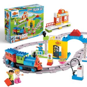 electric train set-toddler train toy figures & playsets for age 2-10year old boy toy trains, kids toy train sets for boys&girls, mini engine steam train model train (107 pieces)