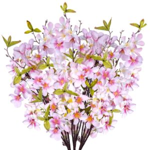 grand verde artificial apple blossom silk flowers tree branches 33” long stems faux bouquet for tall vase indoor home decor diy wedding centerpiece decoration, bulk 3pcs (pink)