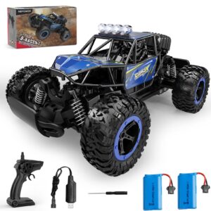 nbpower rc cars for boys age 8-12, 1:14 scale remote control monster truck, 2wd high speed 20 km/h hobby rc cars, 2.4ghz all terrain toy trucks with 2 rechargeable battery, outdoor toy for boys