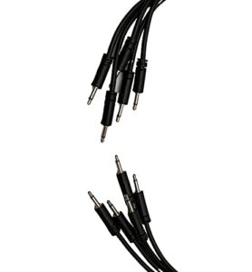 luigis modular supply spaghetti eurorack patch cables - package of 5 black cables, 18 (45 cm)