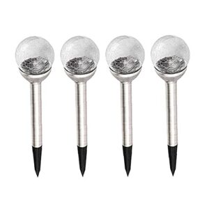 bumper solar garden stake lights cracked glass ball dual led lamp with colorful light 4pcs home and garden