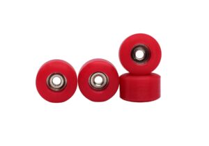 teak tuning apex 71d urethane fingerboard wheels, new street shape, 7.7mm diameter, ultra spin bearings - made in the usa - cherry red colorway