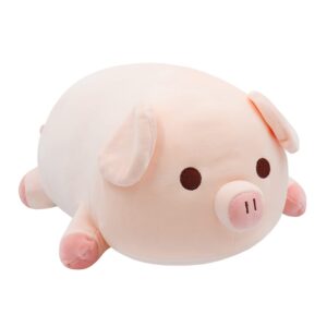 fortuning's jds pig hugging pillow 23.6” pig plush kawaii plushies cute pillow pig stuffed animal plush pillows, fat soft stuffed pig plush toy for kids girls boys birthday adults valentine's day