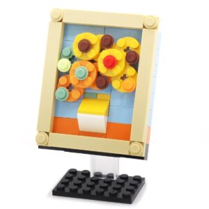 mikemeng 103pcs sunflower moc building blocks set world famous art paintings blocks toys educational classic toy bricks stem gift toys for kids boys girls