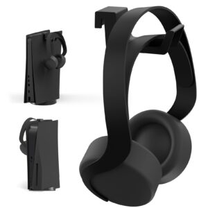 nexigo ps5 headphone holder, [minimalist design] mini headphone hanger with supporting bar, for sony playstation 5 gaming headset, black