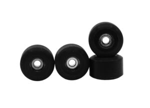 teak tuning apex 71d urethane fingerboard wheels, new street shape, 7.7mm diameter, ultra spin bearings - made in the usa - pitch black colorway