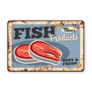 xyhx iron sheet painting-salmon fish rusty metal plate (1)(1)-metal tin sign retro home kitchen office garden garage wall decor tin plaque 8x12inch zs