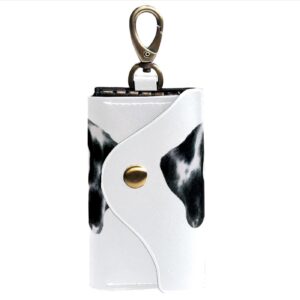 dalmatian pu leather key wallet holder card case with 6 hooks for men women