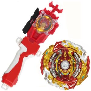 battling sparking string launcher, world spriggan top burst launcher set, left and right spin string launcher grip compatible with all bey burst series - red