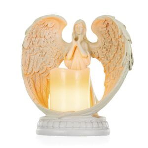 angel statue tea light holder - blessing angel figurine candle holder for garden home altar shelf decor favors sympathy gift memorial tribute remembrance funeral decoration