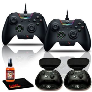 razer wolverine ultimate wired gaming controller (black) - two pack bundle with 6ave cleaning kit - for pc, xbox one, and xbox series x