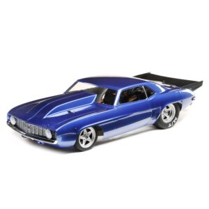 losi rc car 1/10 '69 camaro 22s no prep drag car brushless 2 wheel drive rtr battery and charger not included blue los03035t2