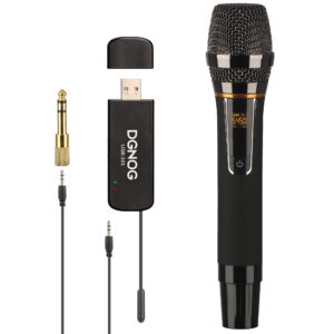 usb wireless microphone, computer uhf dual handheld dynamic mic system with usb receiver, 100ft range for home singing, karaoke, pc,tv,active speaker