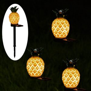 garden decor solar stake lights,2 pack pineapple stake waterproof landscape lights,for villa garden yard lawn patio house park garden yard pathway outdoor decor