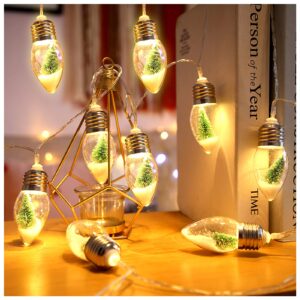 hfxxad christmas tree snow globe string lights, 10 led clear bulbs christmas tree string lights for bedroom, wedding, table decoration, outdoor garden party, home party decorate(6.6 ft)