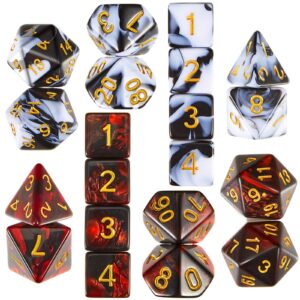 2 set 11 dice set polyhedral dice set multisided dice set smooth touch with drawstring bag compatible with rpg mtg table game dice, 22 pieces