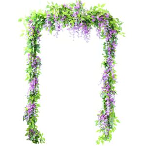 only art 4pcs purple wisteria garland artificial silk wisteria hanging flowers vine for home garden wedding centerpieces arch floral decor