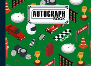 autograph book: premium f1 racing cover | signatures blank scrapbook, memorabilia album gift, keepsake memory book, size 8.25" x 6" by lore heil