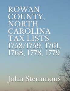 rowan county, north carolina tax lists 1758/1759, 1761, 1768, 1778, 1779