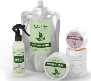 azuna all-natural odor remover gel, premium whole-home kit | air purifier with tea tree oil | plant-based & long lasting | for pet odors, smoke & strong odors | variety pack