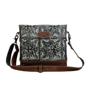 myra bag labyrinthian small & crossbody bag upcycled cotton & leather s-2869