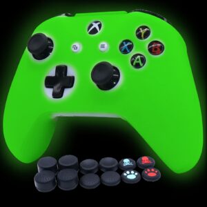 ralan controller cover silicone for xbox one, silicone controller cover skin protector in dark compatible for xbox ones controller (black pro thumb grip x 8,cat + skull cap cover grip x 2)