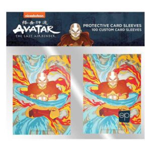 avatar the last airbender premium card sleeves | 100 card protector sleeves | 64mm x 89mm oversized sleeves fit standard size playing cards & collector cards | cardsleeve back artwork featuring aang