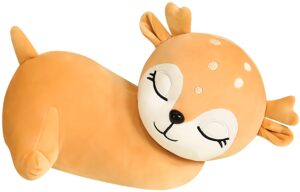 wuzhou cute deer plush toys, soft reindeer pillow toys, elk deer figurine dolls, stuffed animals plushie decor, christmas birthday gifts for kids girls boys (tilting her head,11.8in)